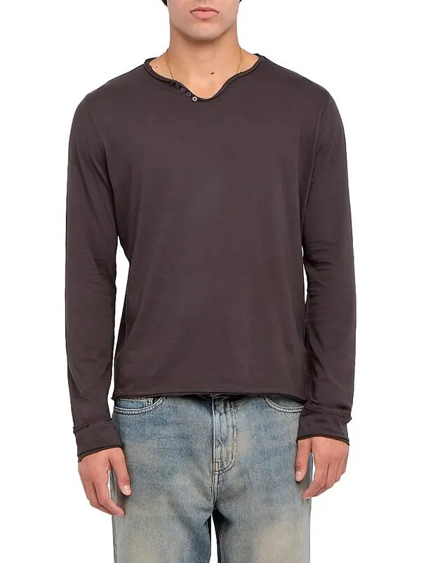 Zadig&Voltaire Monastir Reality Long Sleeve Henley Tee - Carbone