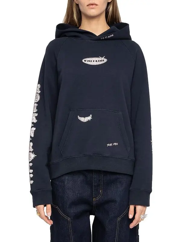 Zadig&Voltaire Georgy Rhinestone Hoodie - Encre