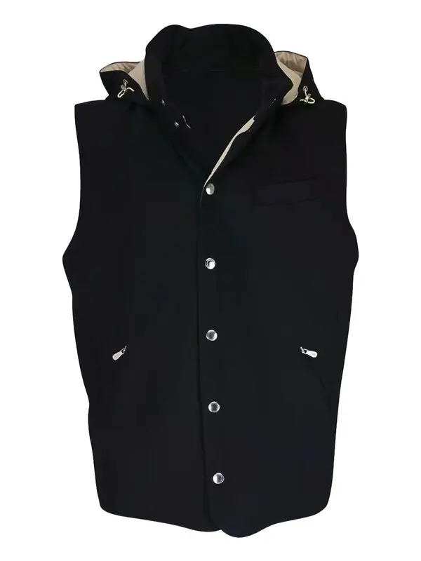 Brunello Cucinelli Hooded Button Vest - Black