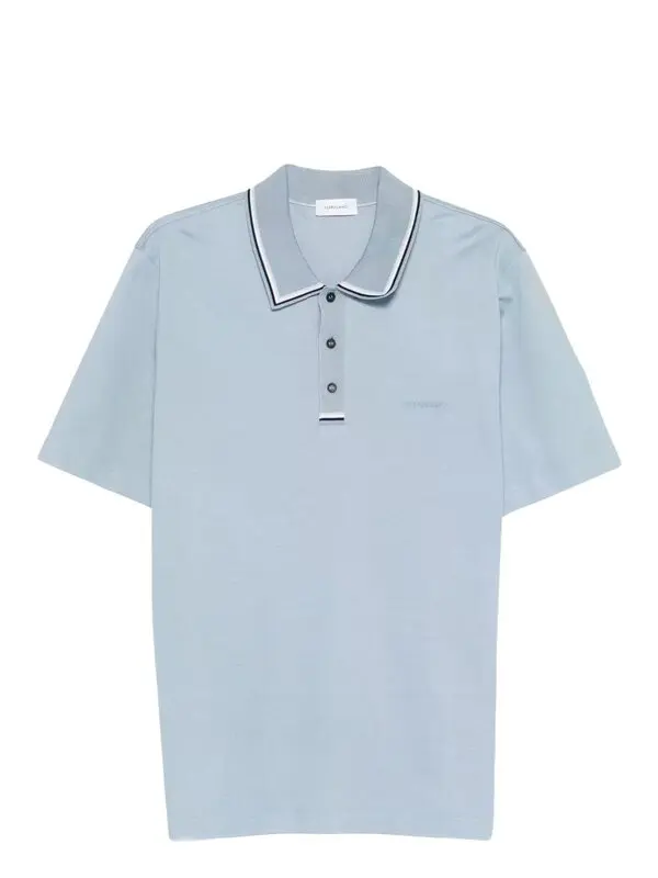 FERRAGAMO Cotton Detail Polo Shirt - Blue