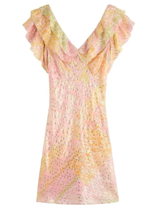 NEVER FULLY DRESSED Tilda Printed Chiffon Mini Dress - Pink