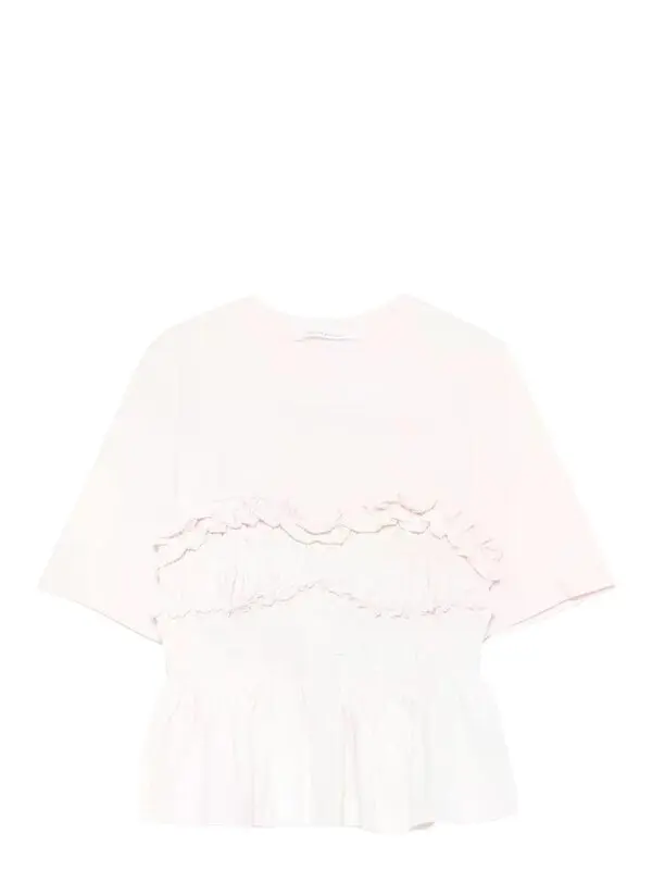 Cecilie Bahnsen Ruffled Shirred T-shirt - Pink