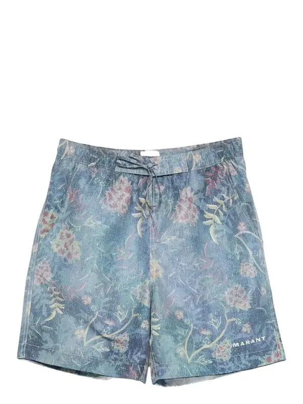 MARANT Floral-print Beachwear Shorts - Blue