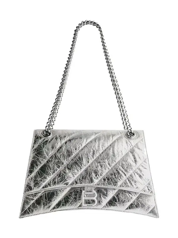Balenciaga Medium Quilted Shoulder Bag - Silver