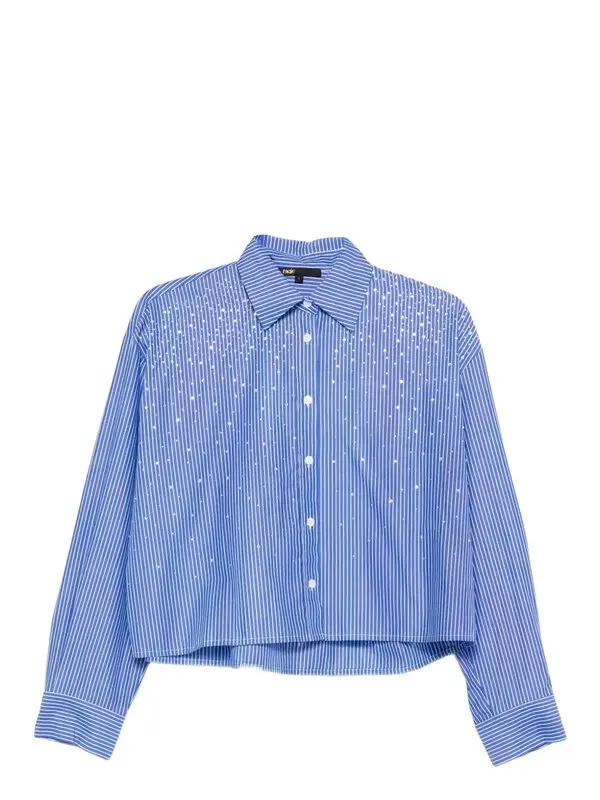 Maje Striped Beaded Shirt - Blue