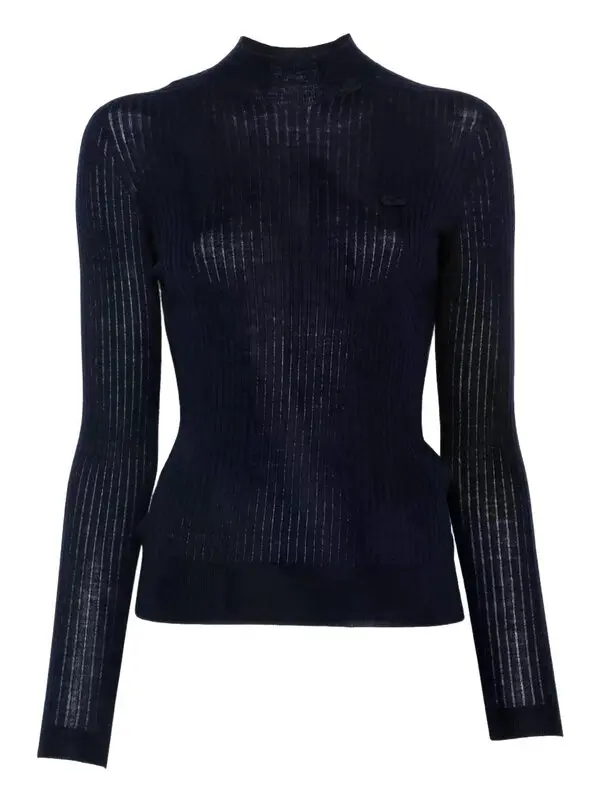 Lacoste Ribbed Knit Top - Blue