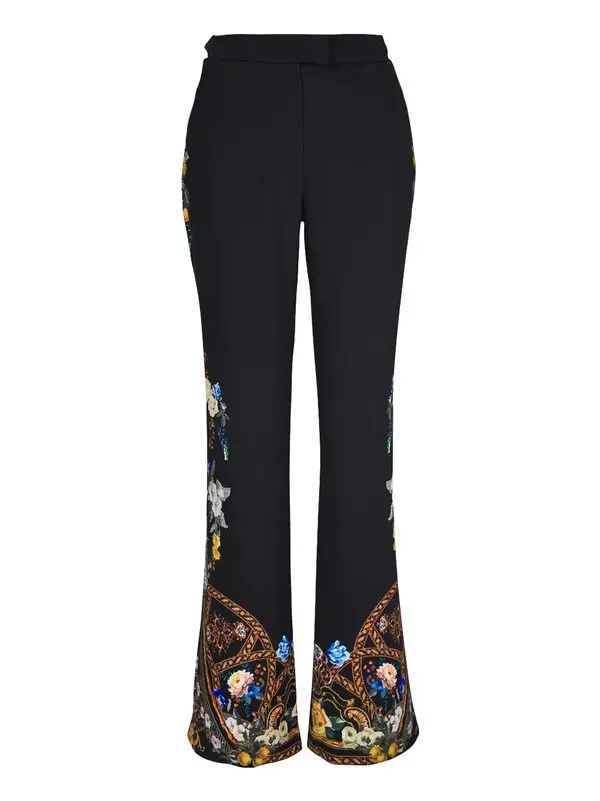 Camilla Floral-print Trousers - Black