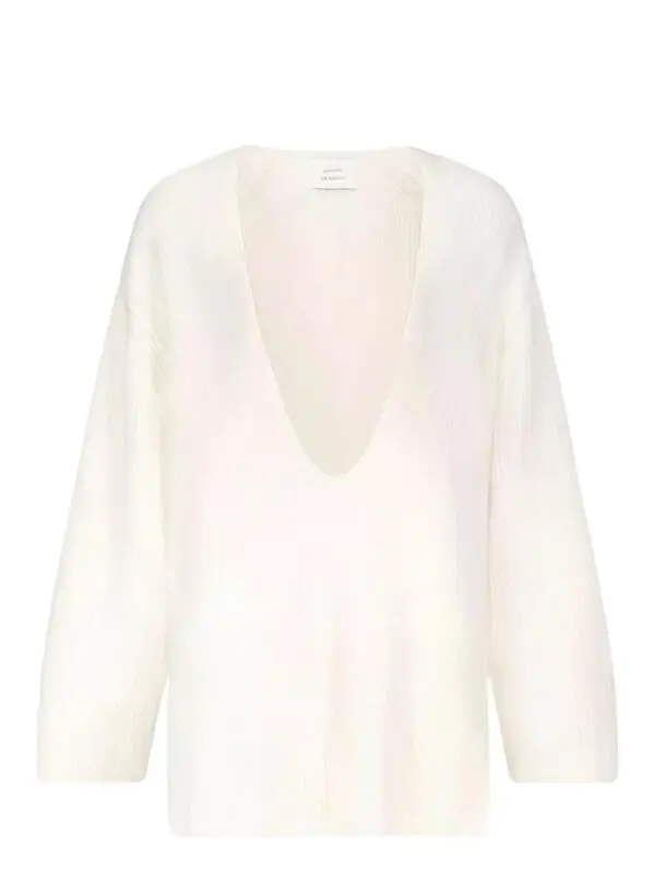 Loulou De Saison Gabe Ribbed U Neck Sweater - Neutrals
