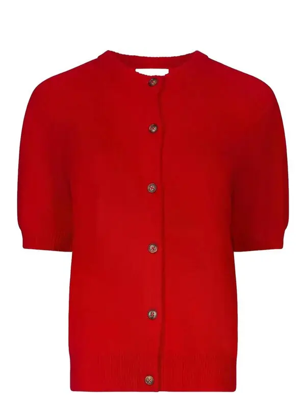Loulou De Saison Jodi Short-sleeve Buttoned Cardigan - Red