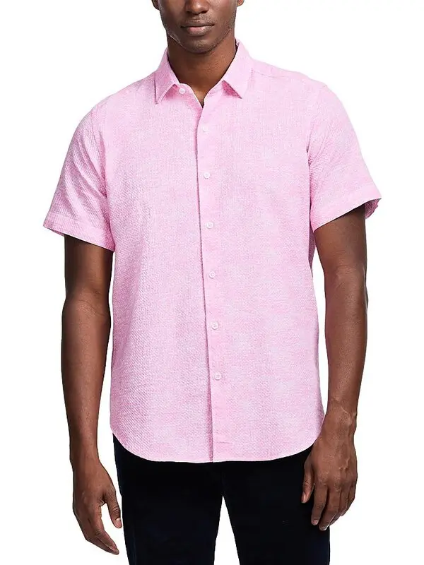 Robert Graham Reid Textured Short Sleeve Woven Shirt - Light Pink