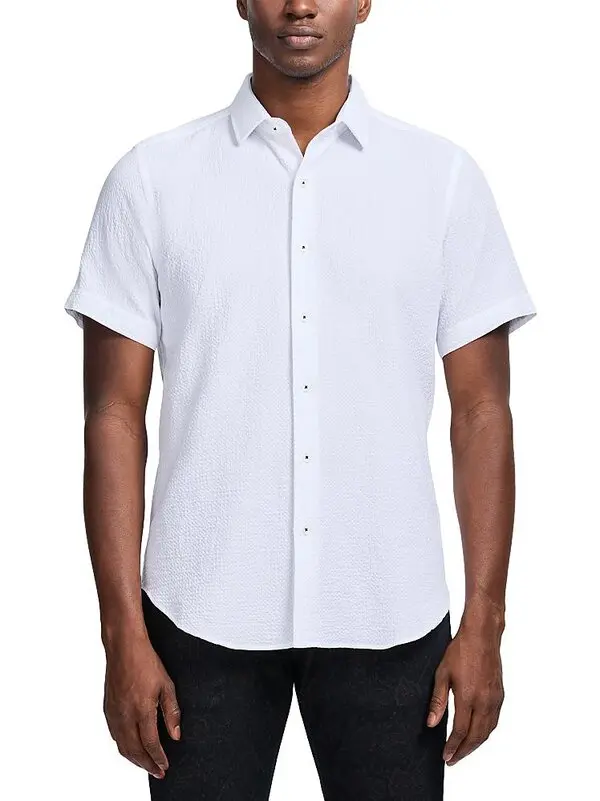Robert Graham Reid Textured Short Sleeve Woven Shirt - White