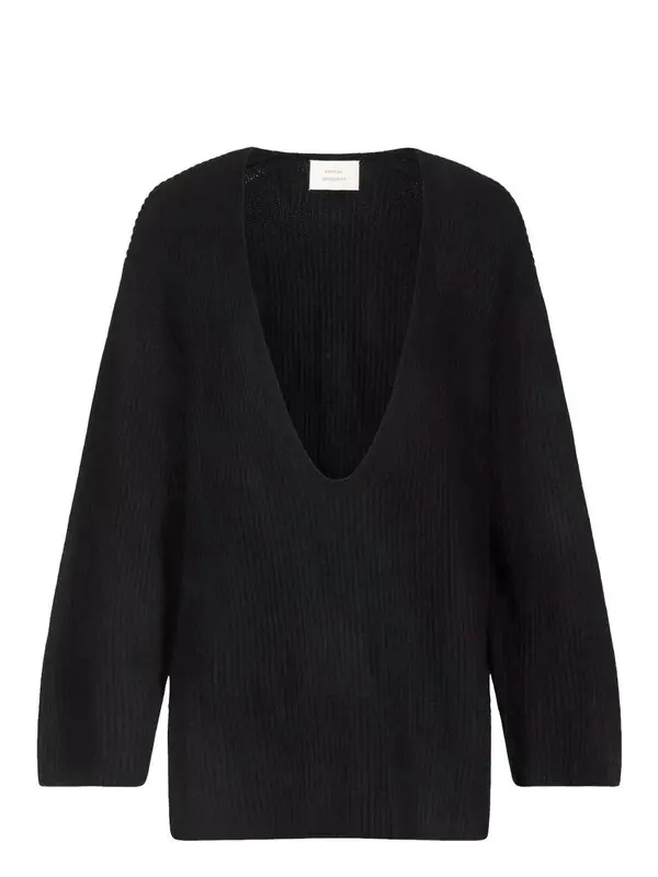 Loulou De Saison Gabe Ribbed U-neck Sweater - Black