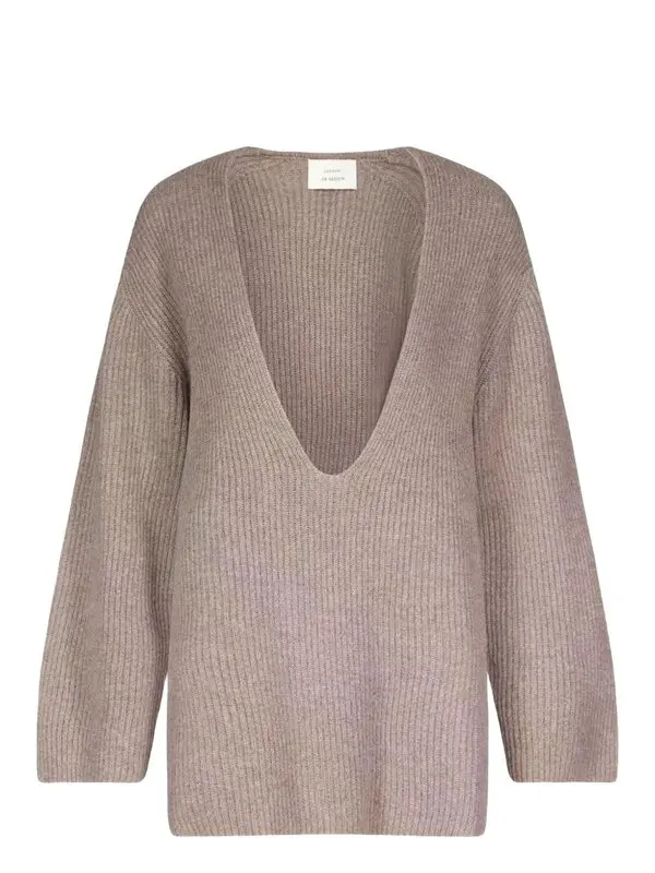 Loulou De Saison Gabe Ribbed U Neck Sweater - Neutrals