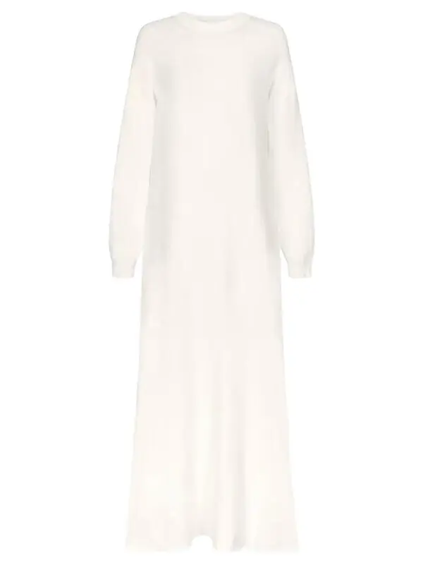 Loulou De Saison Lucy Long-sleeve Knitted Maxi Dress - White