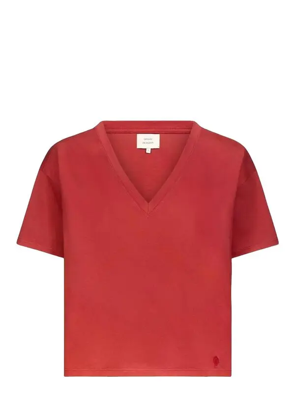 Loulou De Saison V-neck Short Sleeve T-shirt - Red