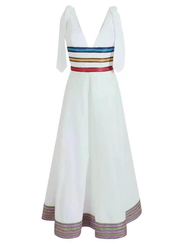 Rosie Assoulin Tie Another Day Striped Midi Dress - White