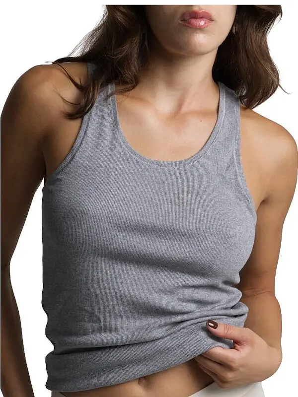 WOXER Pima Cotton Rib Tank Top - Heather Grey