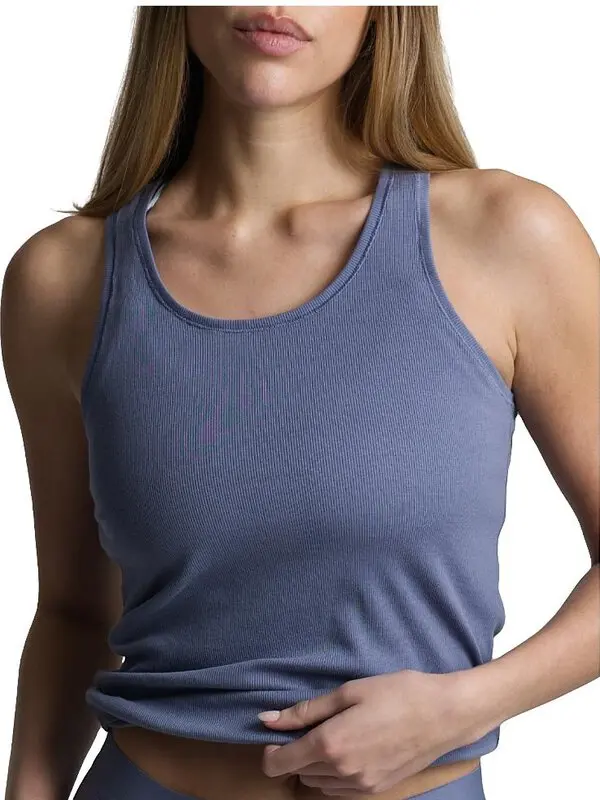 WOXER Pima Cotton Rib Tank Top - Steel Blue