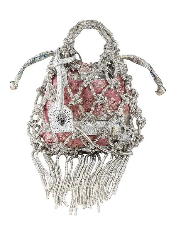 Kurt Geiger Macrame Crystal Mini Bag - Open Grey