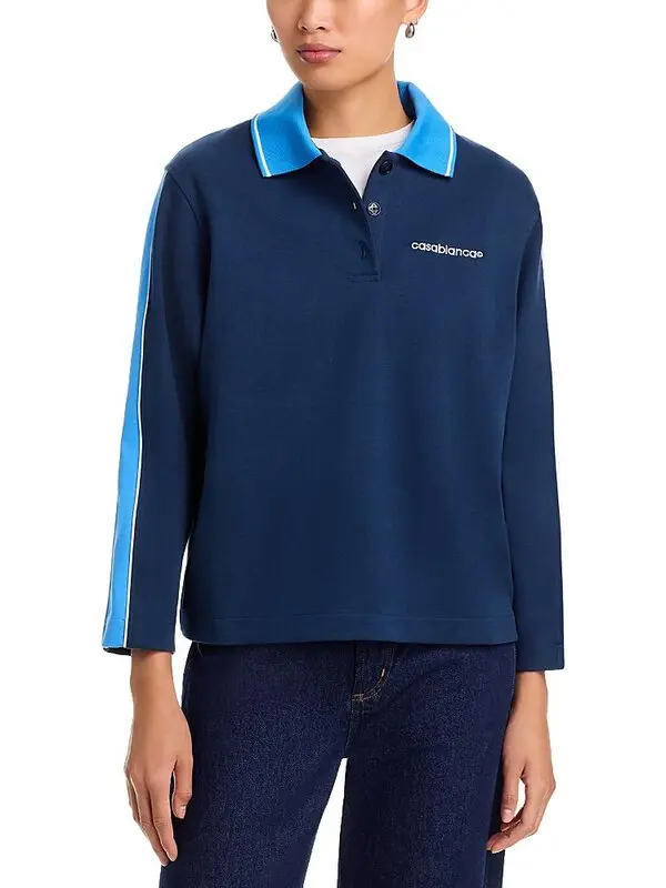 Casablanca Punto Polo Collared Sweatshirt - Navy