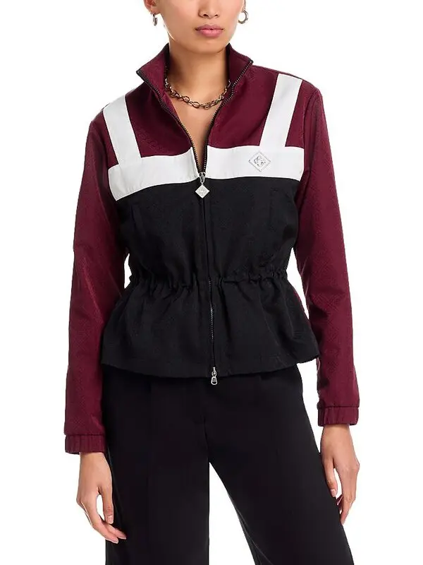 Casablanca Monogram Windbreaker Jacket - Burgundy/black/white
