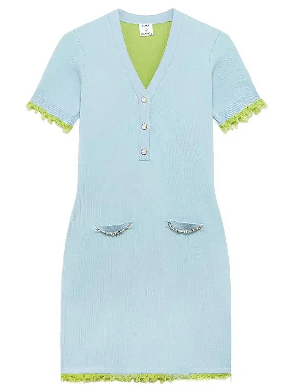 Casablanca V-neck Dress - Blue