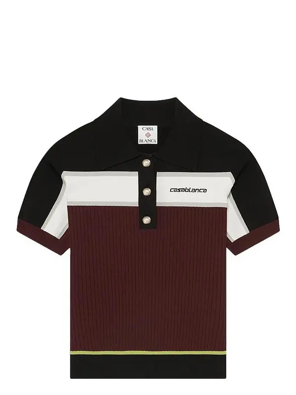 Casablanca Striped Polo Shirt - Burgundy