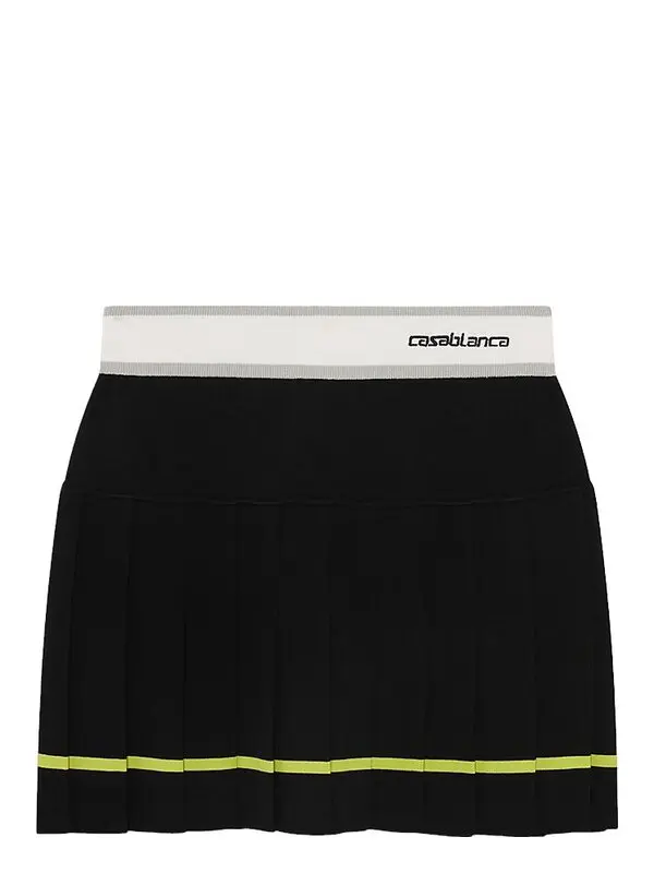 Casablanca Striped Pleated Skirt - Black