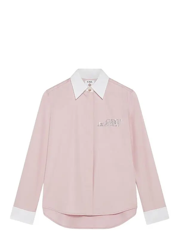Casablanca Crystal Logo Shirt - Pink Hotfix