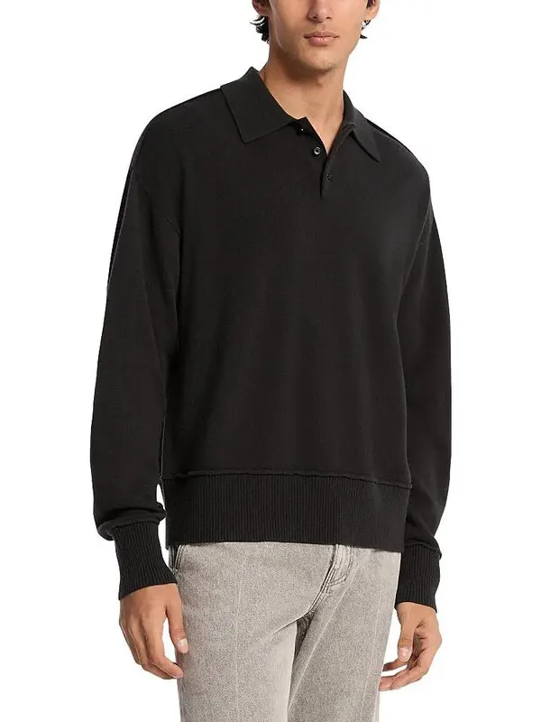 Michael Kors Reverse Linked Wedge Polo Sweater - Black