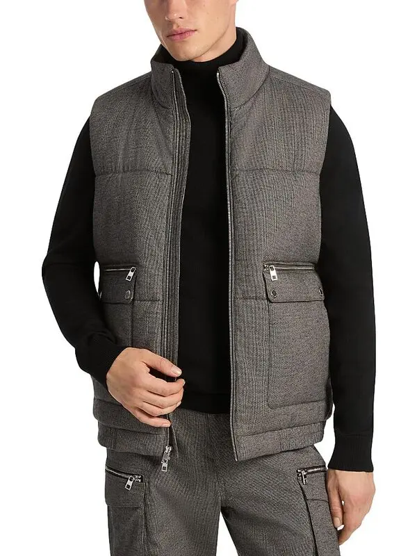 Michael Kors Microhound Flannel Puffer Vest - Ash Melange