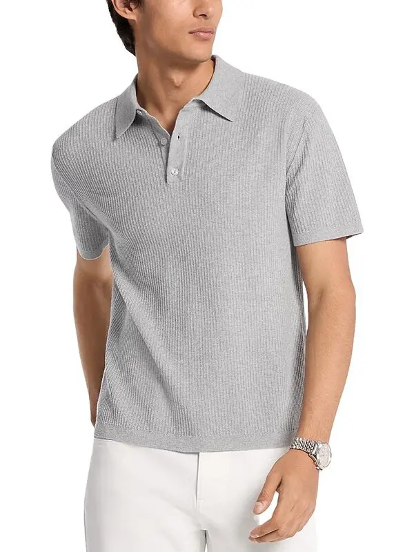 Michael Kors Textured Sweater Polo Shirt - Heather Grey