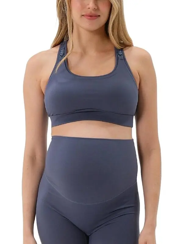 AXK High Impact With Easy-release Breastfeeding Clips Racer Back Maternity & Nursing Sports Bra - Blue
