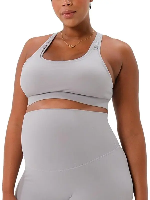 AXK High Impact With Easy-release Breastfeeding Clips Racer Back Maternity & Nursing Sports Bra - Light Grey