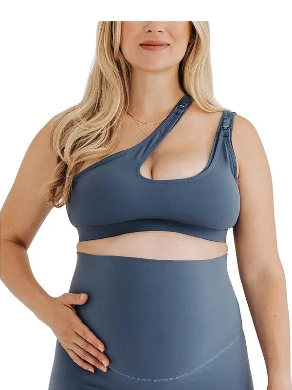 AXK One-shoulder With Easy-release Breastfeeding Clips Cross Body Nursing Bra - Blue