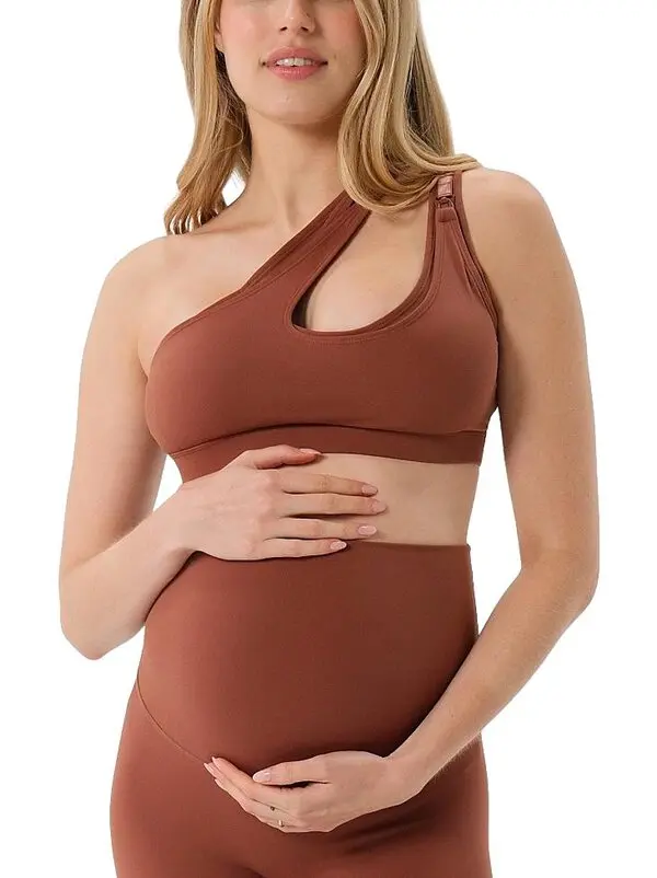 AXK One-shoulder With Easy-release Breastfeeding Clips Cross Body Nursing Bra - Brown