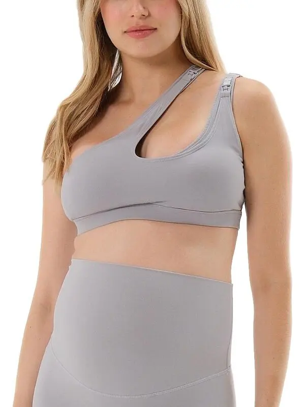 AXK One-shoulder With Easy-release Breastfeeding Clips Cross Body Nursing Bra - Light Grey