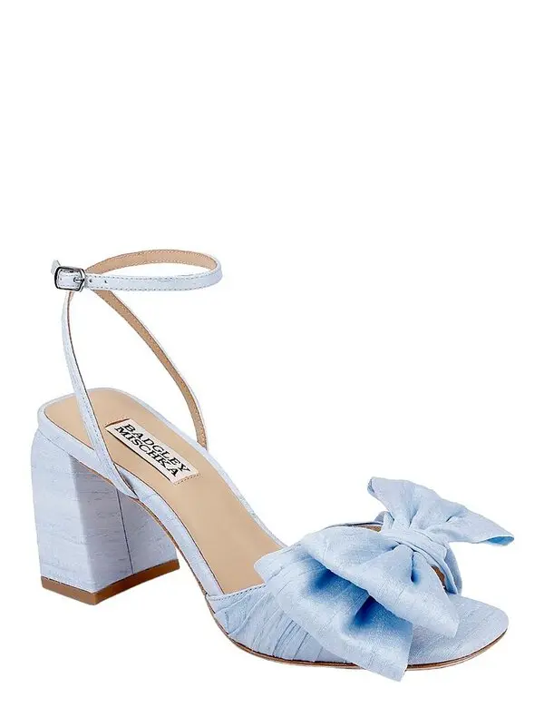 Badgley Mischka Olani Bow Sandals - Blue Silk
