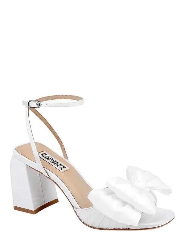Badgley Mischka Olani Bow Sandals - White Silk