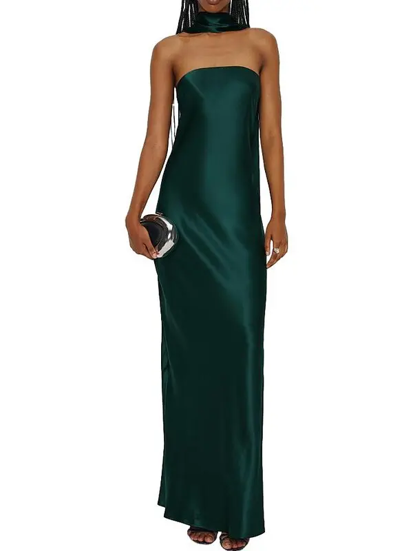 REFORMATION Oren Silk Maxi Dress - Forest