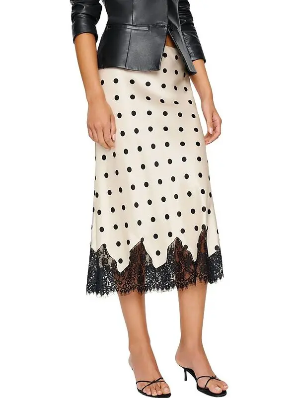REFORMATION Carolina Silk Midi Skirt - Sundae Dot