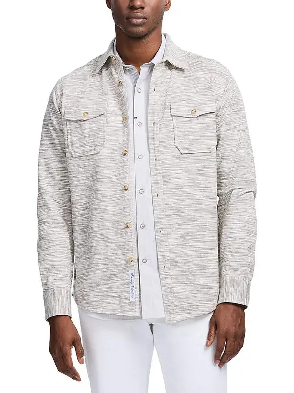 Robert Graham Storrs Textured Long Sleeve Knit Top - Light Grey
