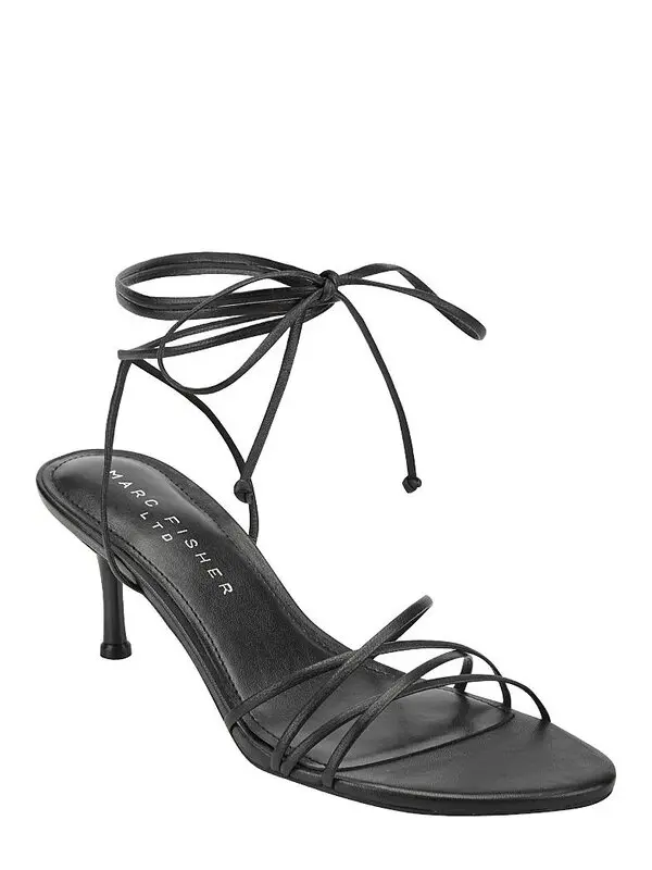 MARC FISHER LTD. Gineva Strappy Leather Dress Sandals - Black