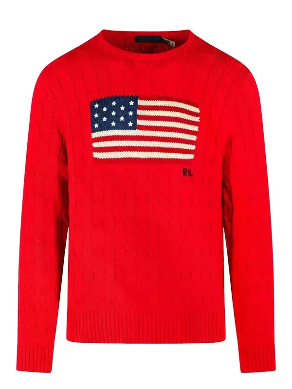 Polo Ralph Lauren Embroidered Braided Sweater - Red