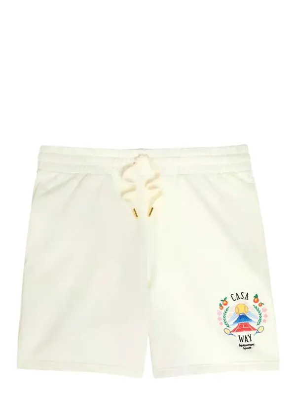 Casablanca Embroidered Drawstring Shorts - Neutrals