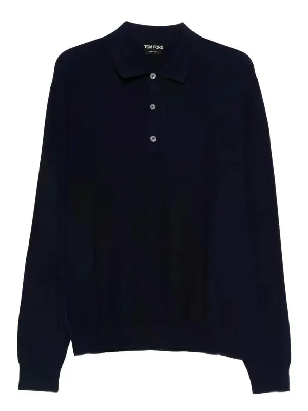 TOM FORD Long-sleeve Polo Shirt - Blue