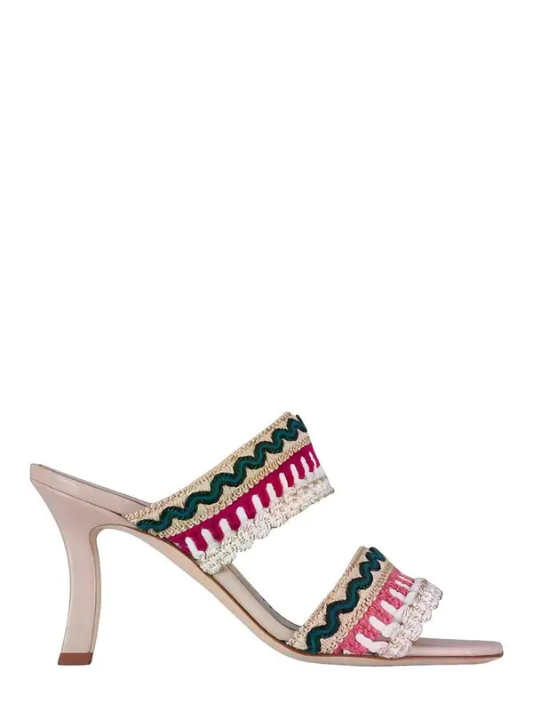 Manolo Blahnik Mabecomu Embroidered Two-strap Sandals - Neutrals