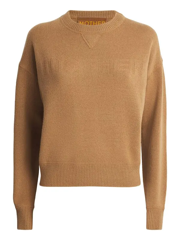 MOTHER Cashmere Logo Sweater - Beige