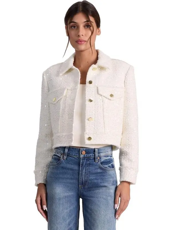 Alice + Olivia Chloe Tweed Jacket - White