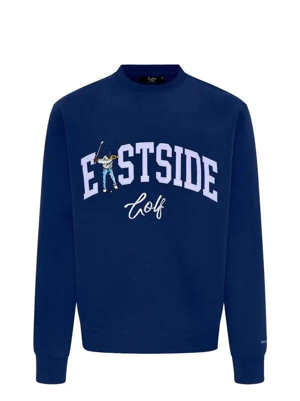 EASTSIDE GOLF Luxe Fleece Logo Appliqué Crewneck Sweatshirt - Blue Void